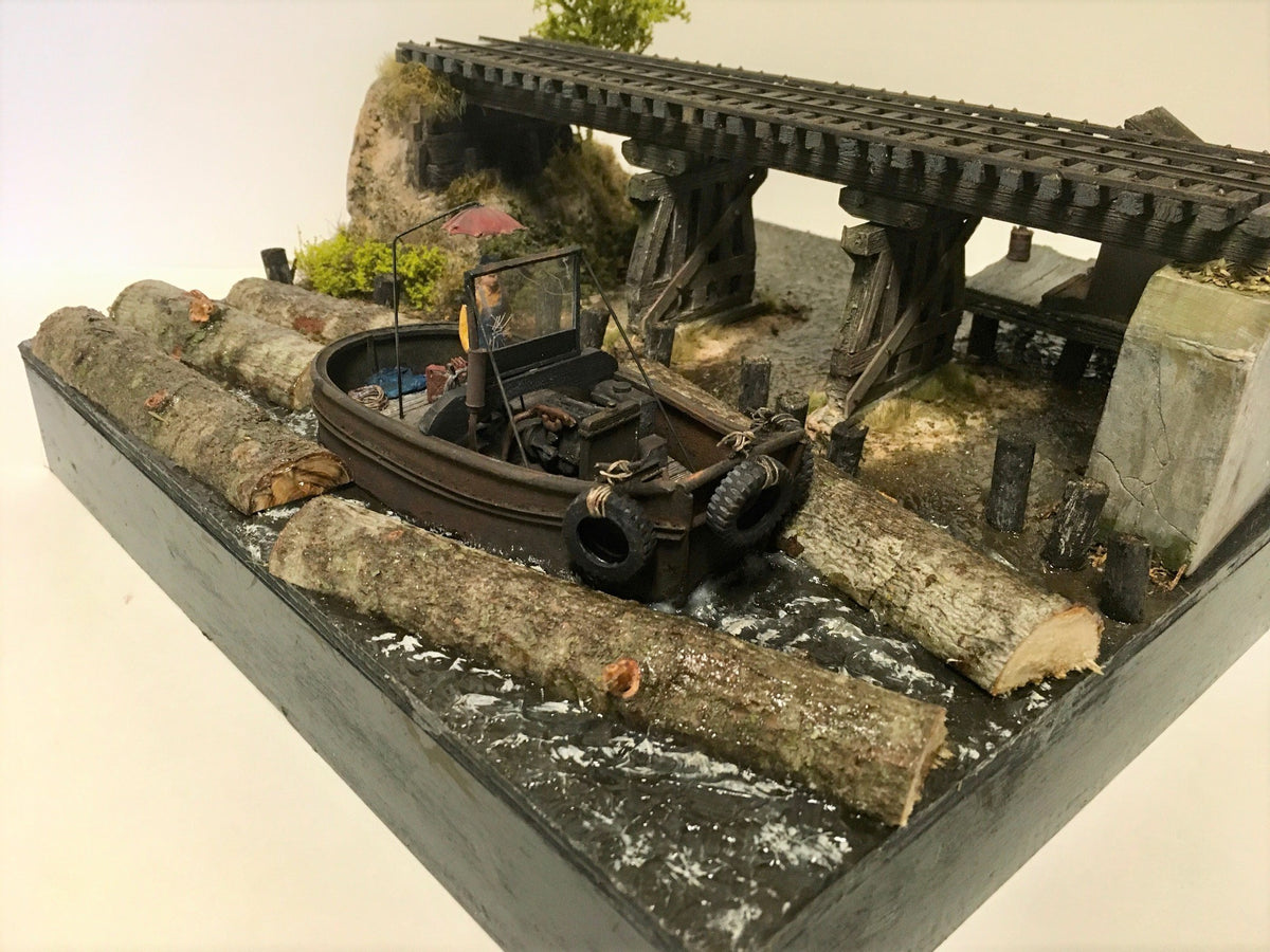 #006 The Log Pond Boat at Lame Deer Mill 1:48 Diorama Kit #006 O/On3/O ...